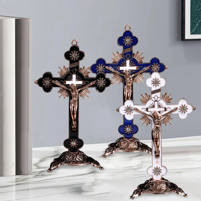 STANDING CRUCIFIX WALL Cross Jesus Christ On Cross Statues Alloy Sculpture EUR 6,55 - PicClick FR