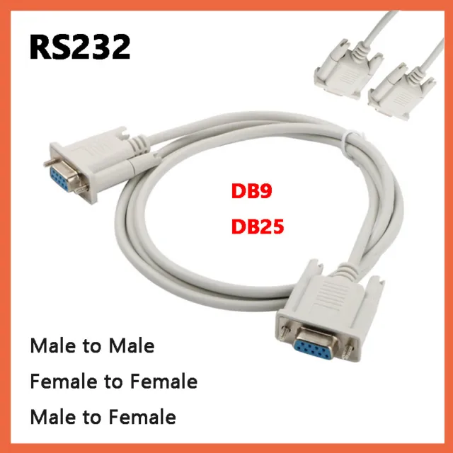 SERIAL RS232 CABLE Lead Plug Port Adapter Connector 9 Pin DB9 DB25 Male ...