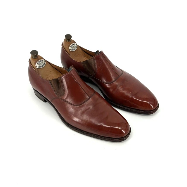 WILDSMITH BESPOKE SHOES Brown Mahony slip on Handmade England 1960s Uk ...