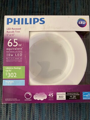 PHILIPS LED RETROFIT Dimmable 5”/6” Downlight Recessed Lighting Fixture ...