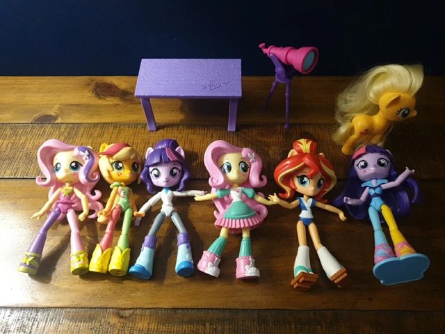 MY LITTLE PONY Equestria Girls Mini Dolls Vinyl x6 With Applejack Pony Telescope £18.00 ...