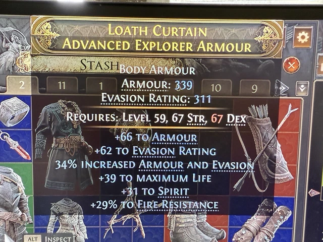 PATH OF EXILE 2 Poe2 Body Armor 31 Spirit 66 Armor 29 FR 39 Life $9.90 ...