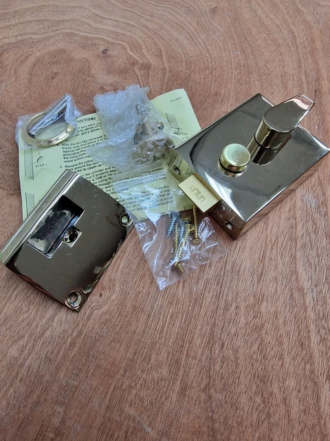UNION ASSA ABLOY JL1028 Electro Brassed Rim Cylinder Nightlatch 2 x ...