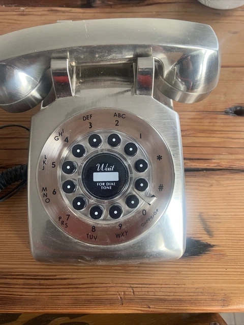 RETRO LANDLINE PUSH Button Dial Telephone Metallic Silver/Chrome Finish ...