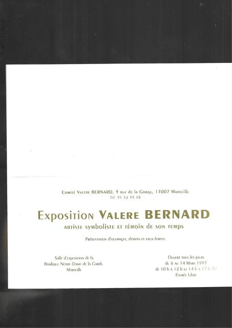 RARE VALÈRE BERNARD Notre Dame de la Garde Marseille 1993 exhibition ...