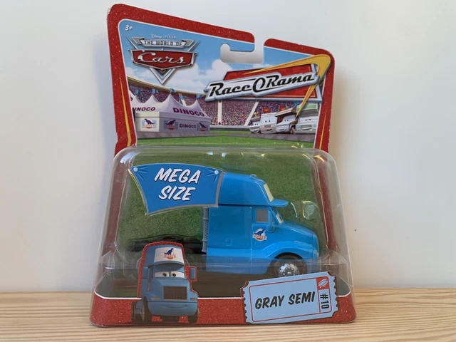 DISNEY CARS PIXAR Gray Semi Hauler Dinoco Race O Brama Mattel 1:55 Mega ...