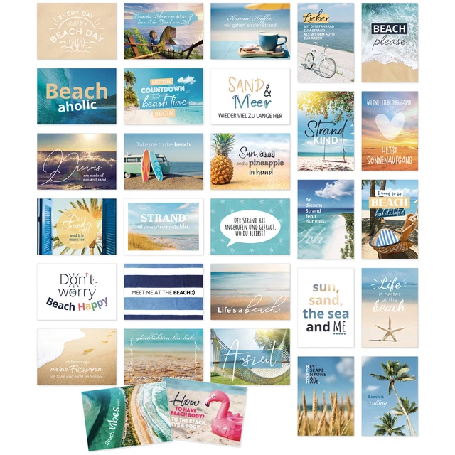 POSTKARTEN SET 30 Karten - Strand Sommer Sonne Beach Feeling Meer Sand ...