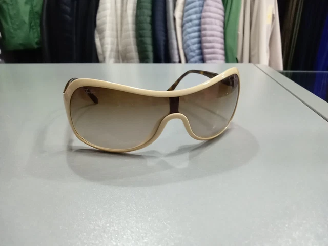 RAY-BAN RB 4086 Mascherina Bianco Aste Marrone Discrete Condizioni M354 ...