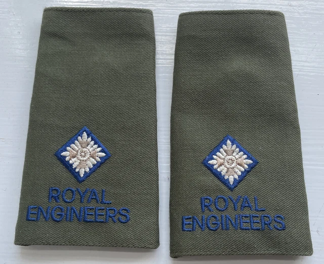 ROYAL ENGINEERS OD Green Rank Slides-Pair British Army - Second ...