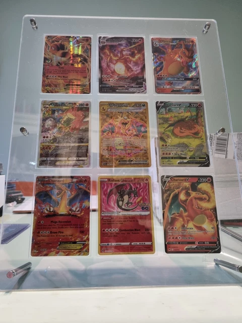 POKÉMON TCG CHARIZARD Bundle In Acrylic Display Case X 9 Cards - Pack ...