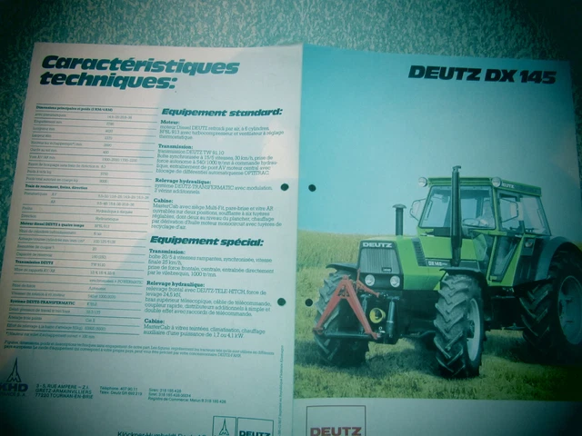 PROSPECTUS TRACTEURS DEUTZ dx 145 EUR 5,00 - PicClick FR