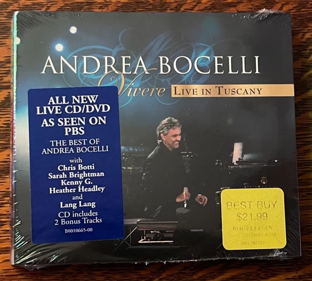SEALED~CD/DVD~PBS~ANDREA BOCELLI~VIVERE LIVE-TUSCANY~ Hype Sticker~New ...