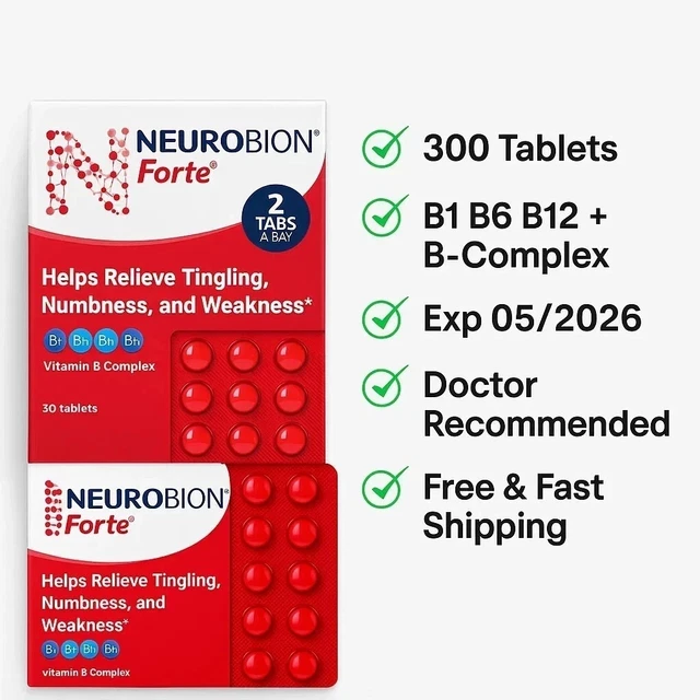 NEUROBION FORTE 300 Tabs | B1 B6 B12 B-Complex Supplement | £25.93 ...