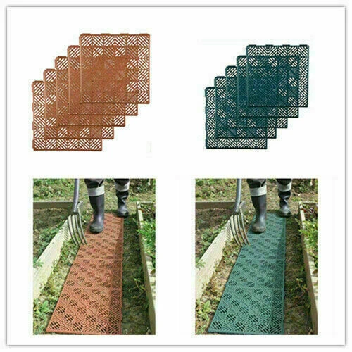 LARGE INTERLOCKING PLASTIC Garden Path Floor Tiles Lawn Paving Walkway ...