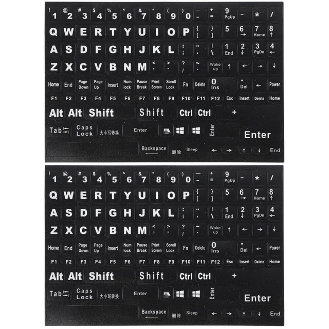 2 SHEETS PVC English Keyboard Stickers Replacement Letters Black £6.61 ...