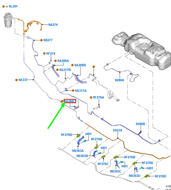 FORD RANGER T6 MK1 Fuel Line Instulator 2245097 JB3G-9A288-AB NEW ...