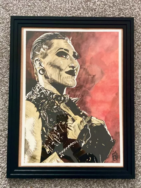 ORIGINAL ROB SCHAMBERGER Rhea Ripley WWE Painting Framed Art Wrestling ...