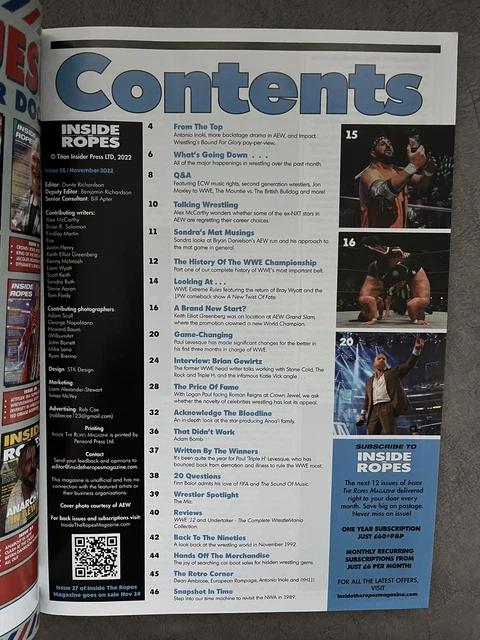 WWE AEW INSIDE the Ropes ITR Wrestling magazine #26 2022 Dean Ambrose ...