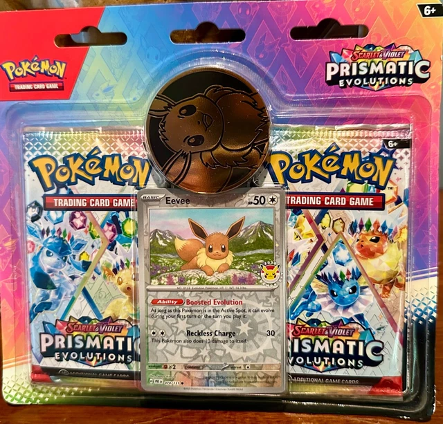 POKEMON PRISMATIC EVOLUTIONS 2-Pack Blister w/ 2025 Eevee Pokemon Day ...