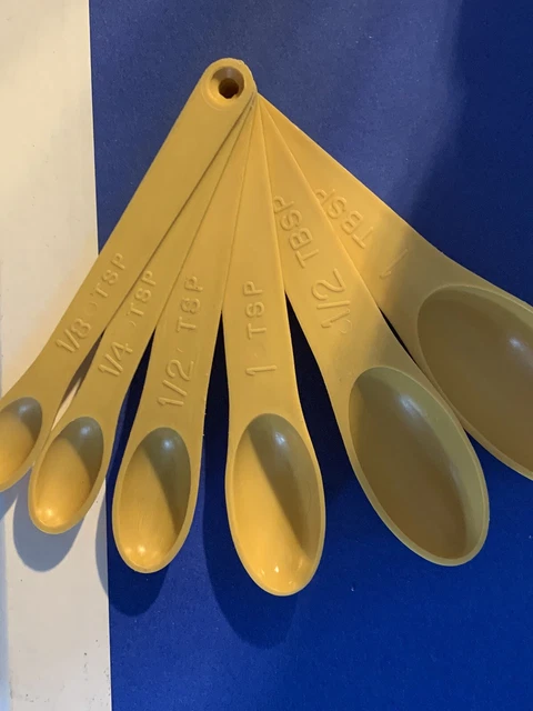 VINTAGE FOLEY MEASURING Spoons Mustard Nesting Set of 6 Stackable ...