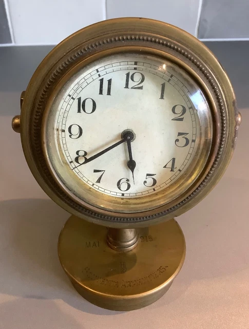 WW1 / 1915 Brass Trench Art Desk Clock~Souvenir Armentiers ~ British ...