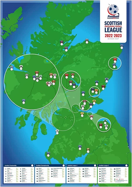 FOOTBALL GROUND MAP Scottish football stadium poster - A1 (folded to A4 ...