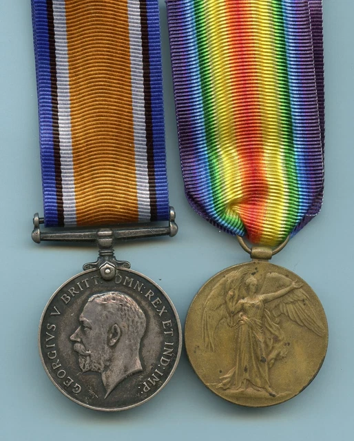 WW1 BRITISH WAR & Victory Medals Pair To Pte Albert Forrest 8/ Cheshire ...