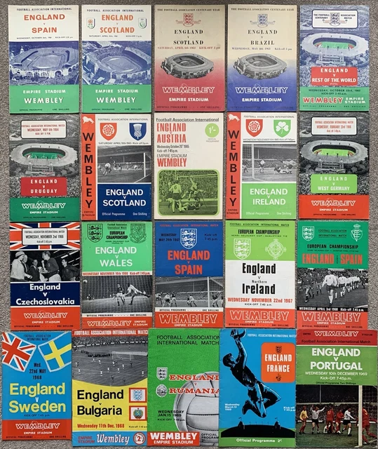 ENGLAND RARE 1960S FOOTBALL PROGRAMME COLLECTION Soccer Memorabilia JOB ...
