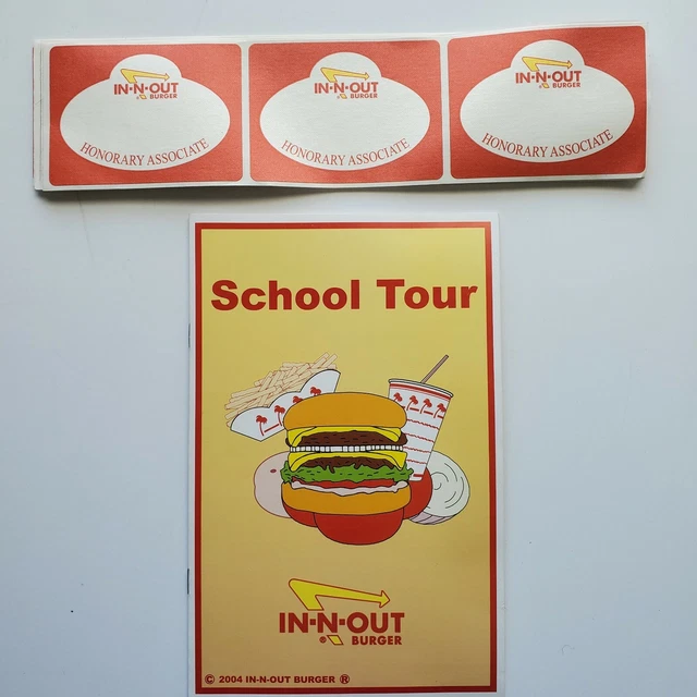 IN-N-OUT BURGER SCHOOL Tour Kids Coloring Book & 3 Sticker Name Tags £ ...