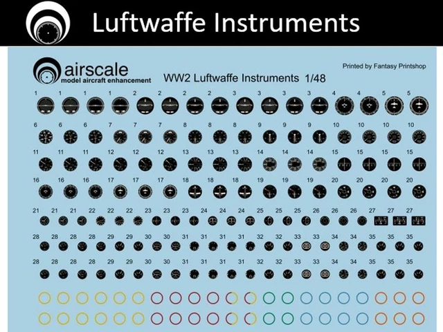 AIRSCALE LUFTWAFFE COCKPIT Instrument Dial decals - 1/48 scale AS48 GER ...