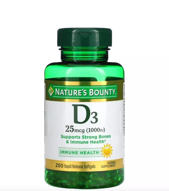 NATURE'S BOUNTY VITAMIN D3 Immune 25 mcg 1,000 IU) 250 Rapid Release Softgel £10.78 - PicClick UK