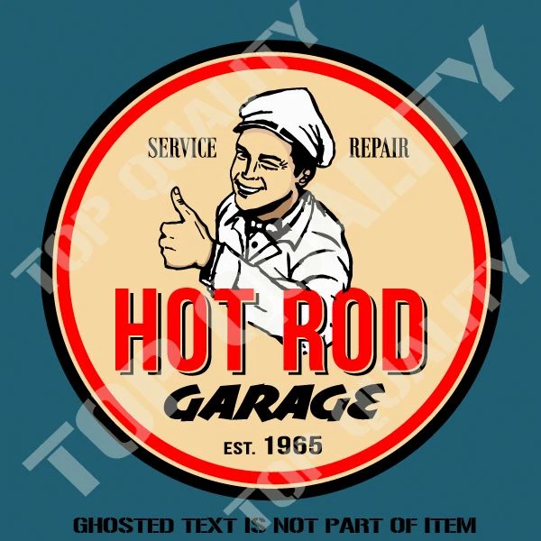 HOT ROD GARAGE Decal Sticker Rat Rod Hot Rod Vintage Americana Retro ...