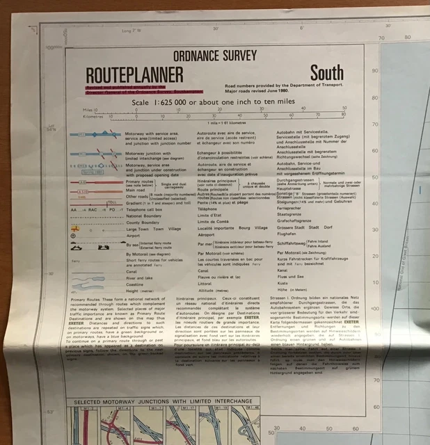 ORIGINAL BRITISH MILITARY ‘Routeplanner’ Map Of Great Britain, South ...