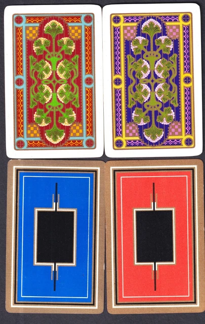 4 PLAYING SWAP CARDS ART DECO PATTERNS DESIGNS GREAT COLOURS 1930s (C ...