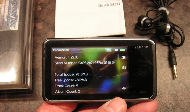 CREATIVE ZEN X-FI 2 MEDIA PLAYER - 8GB - MP3 MP4 Audio Video - Fully ...