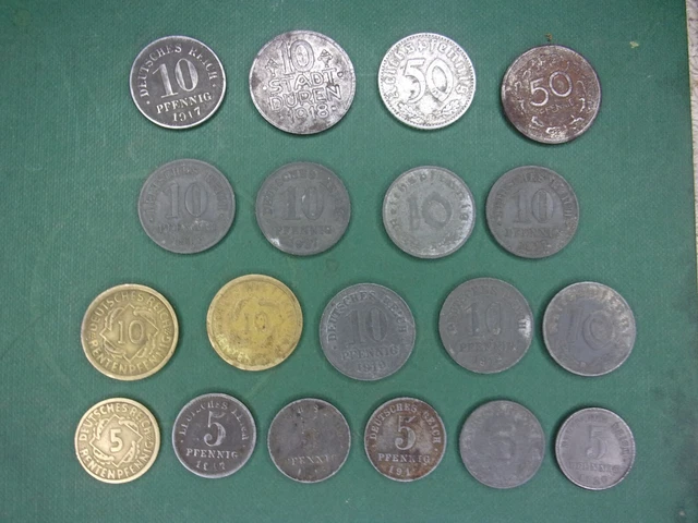 19 X WW2 GERMAN 5/10/50 PFENNIG COINS 1917-1945 + 1918 Stadt Durden £8.00 - PicClick UK