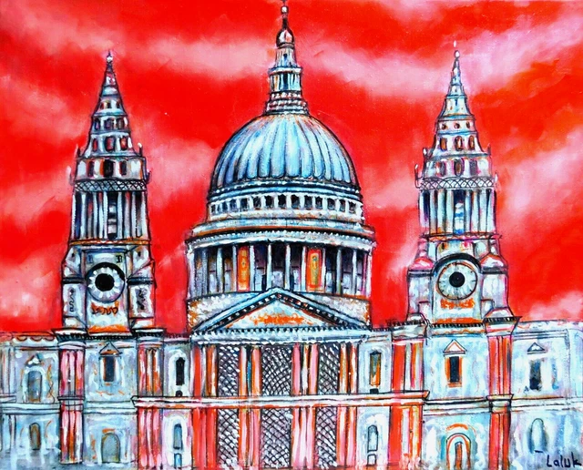 ORIGINAL OIL LANDSCAPE painting signed by Nalan Laluk, "St. Paul's ...