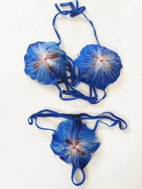 SHIRLEY OF HOLLYWOOD Sheer Feather Bra Set One Size Erotic Designer ...