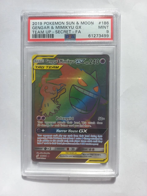POKEMON FULL ART GENGAR E MIMIKYU GX Hyper RARE 186/181 TEAM UP Eng PSA 9 MINT EUR 169,00 ...