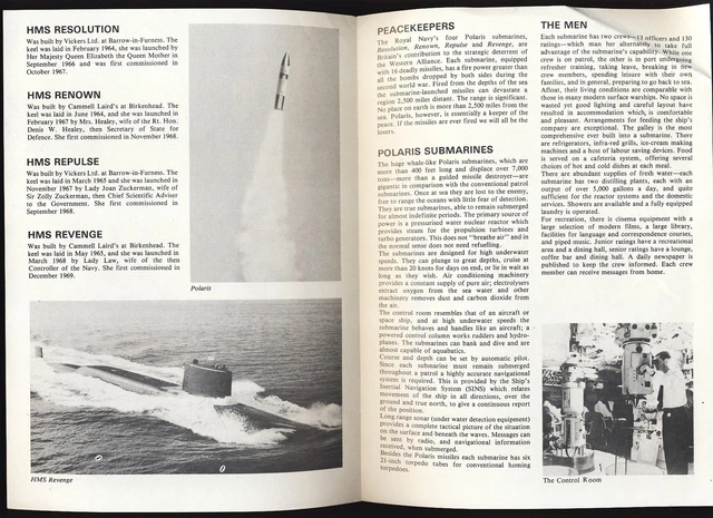 HMS POLARIS ROYAL Navy Ships Visitor Pamphlet Submarines Stats Data ...