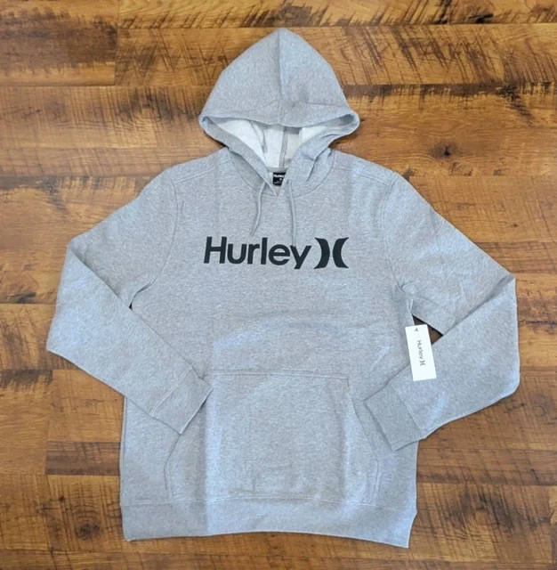 HURLEY MENS ONE & Only Solid PO Logo Grey Hoodie Size Medium NEW $55 £ ...