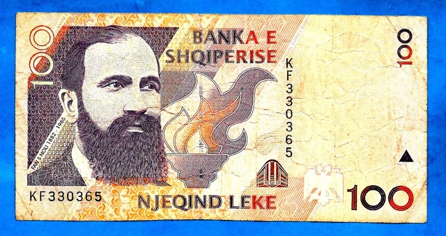 ALBANIA P62 100 Leké THEOPHAN NOLI & VATRA LOGO Sign Fullani/Collaku ...