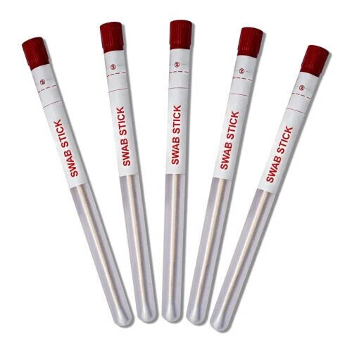 WOODEN STERILIZED SWAB Sticks In Plastic Tubes use in lab etc. (Pack of ...