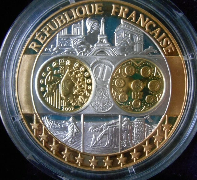 SUPERBE MEDAILLE ARGENT REPUBLIQUE FRANCAISE EURO MONNAIE 999/1000 20 g ...