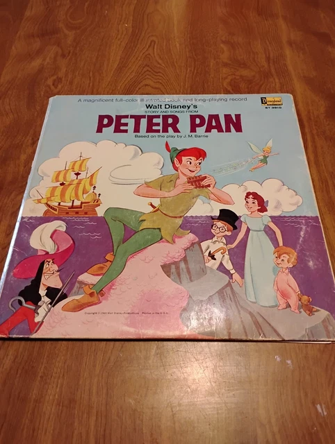 VINTAGE 1969 WALT Disney's Peter Pan LP Record Vinyl w/ Book Disneyland ...