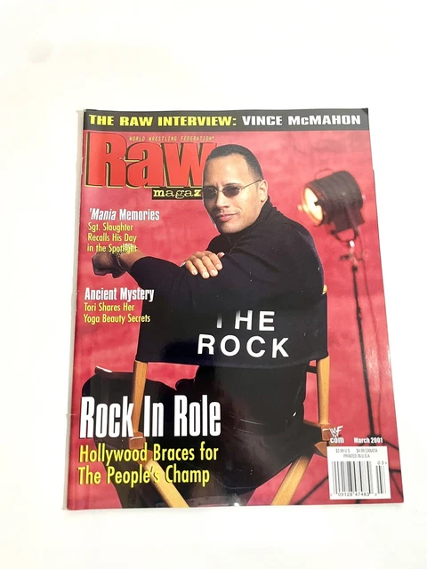 WWF WWE RAW Wrestling Magazine March 2001 The Rock Tori Poster Include ...