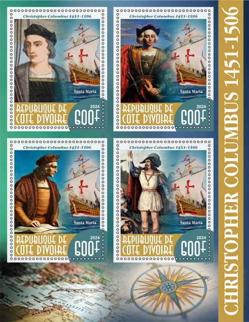 STAMPS .CHRISTOPHER COLUMBUS Ships 8 sheets perforated NEW 2024 year £ ...