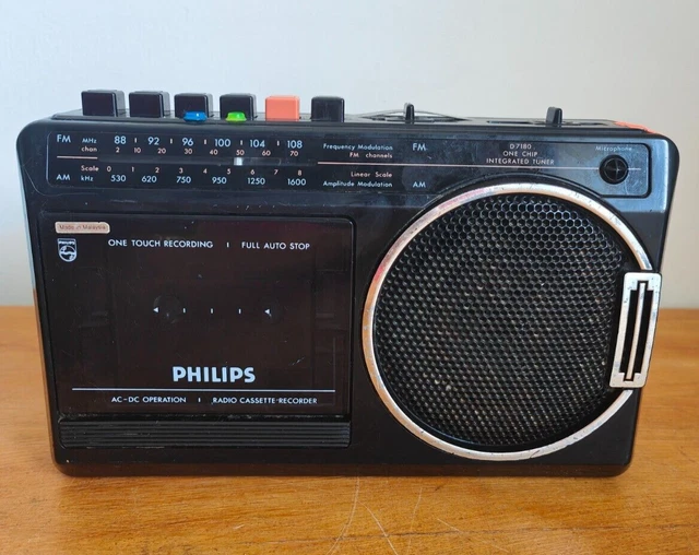 VINTAGE PHILIPS D-7180 / 05R Portable Radio Tape Recorder Stereo Needs ...