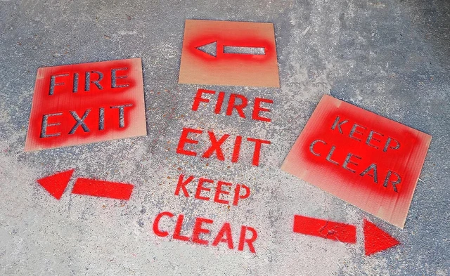FLOOR MARKING HEALTH Safety Stencils Fire Exit Keep Clear Signs ...