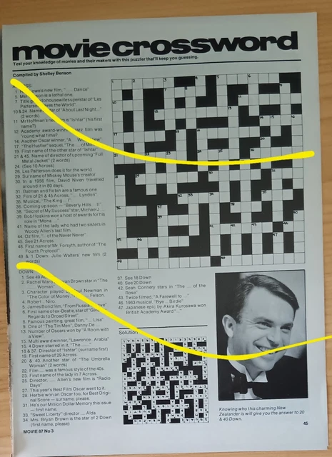 5 PAGE ARTICLE/PHOTOS PERSONAL SERVICES, Mickey Rourke, Movie Crossword ...